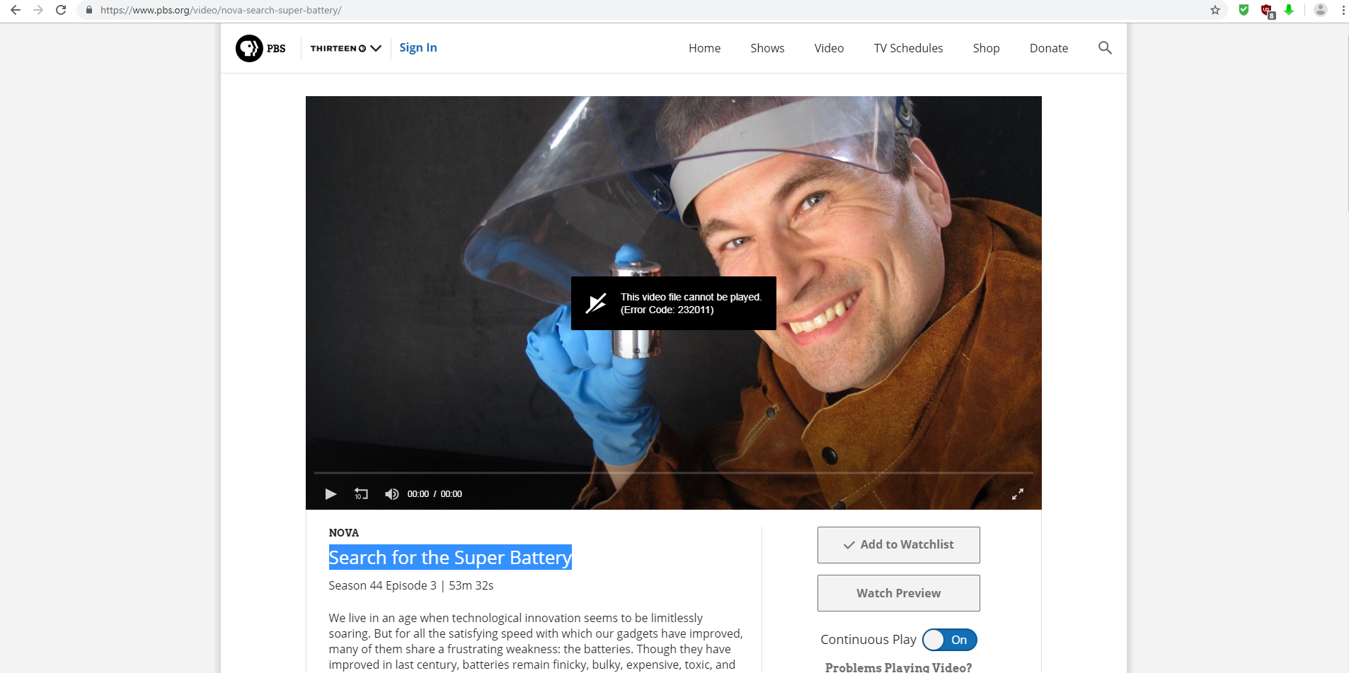 Can Anyone DownLoad PBS Search for the Super Battery? - VideoHelp Forum