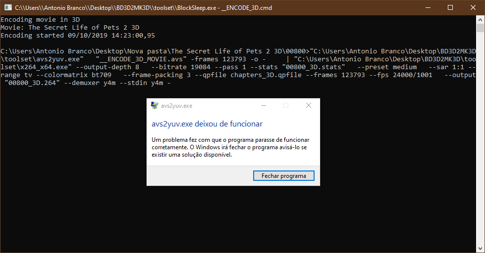 BD3D2MK3D > avs2yuv.exe stop working - VideoHelp Forum